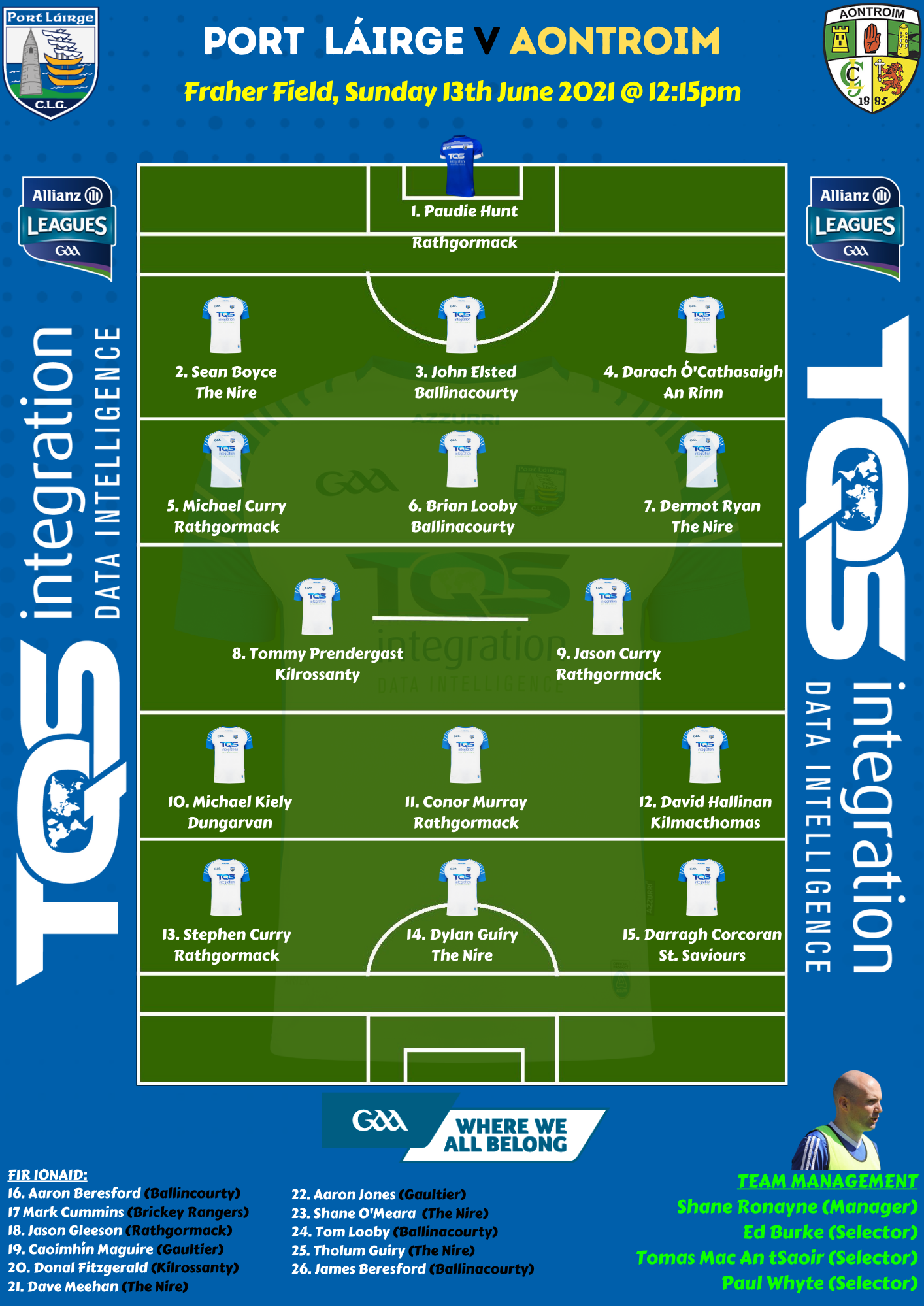 Waterford Senior Football Team Announcement – Waterford GAA