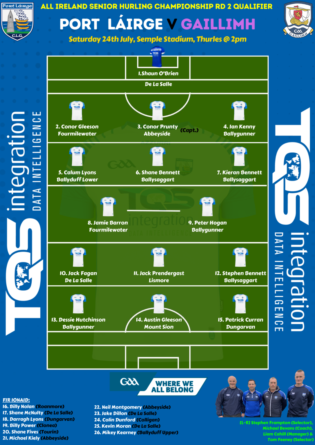 Senior Hurling Team Announcement – Waterford GAA