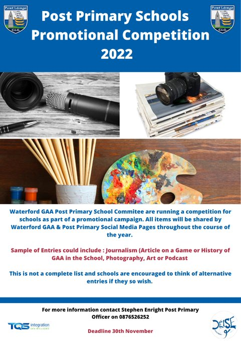 Waterford Post Primary GAA Promotional Competition Winners – Waterford GAA